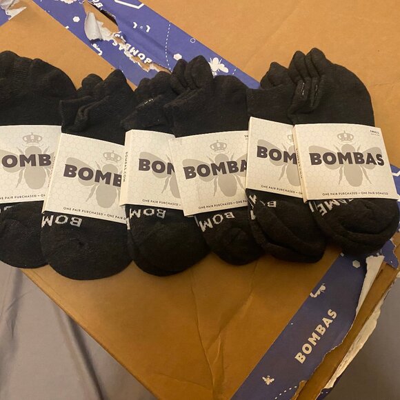 Bombas | Accessories | 6 Pack Bombas Solid Pique Black Ankle Socks Bnwt ...